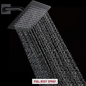 POP SANITARYWARE Black Tub and Shower Faucet Set Bathroom Luxury Rain Mixer 8 Inch Shower Head System with Tub Spout Single Handle Tub and Shower Trim Kit with Valve