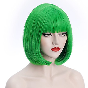 Bopocoko Green Wig Light Green Wigs for Women St Patricks Day Short Green Bob Wig with Bangs Natural Soft Green Wig BU239LGR