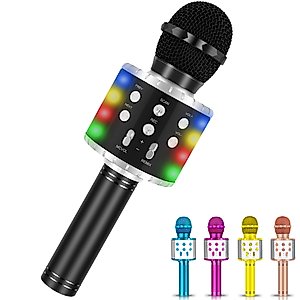 Winique Karaoke Machine for Kids, Bluetooth Mini Karaoke Machine with LED Lights, Christmas & Birthday Gift for All Ages 3 4 5 6 7 8 9 10+ Year Old Girls & Boys, Singing Anytime Anywhere(Black)
