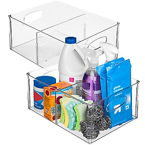 ClearSpace All-Purpose Bins with Divider XL(13.5x10x6) – Perfect Kitchen Organization or Pantry Storage – Fridge Organizer, Pantry Organization and Storage Bins, Cabinet Organizers