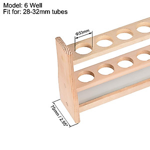 uxcell Wooden Test Tube Holder Rack 6 Wells for 100ml Centrifuge Tubes
