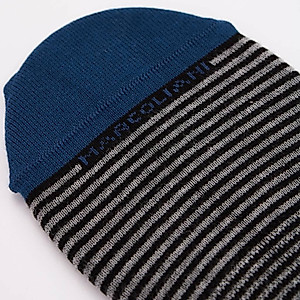 Marcoliani Milano Mens Invisible Touch No Show Pima Cotton Stripe Sneaker Socks, Black, One Size Fits Most