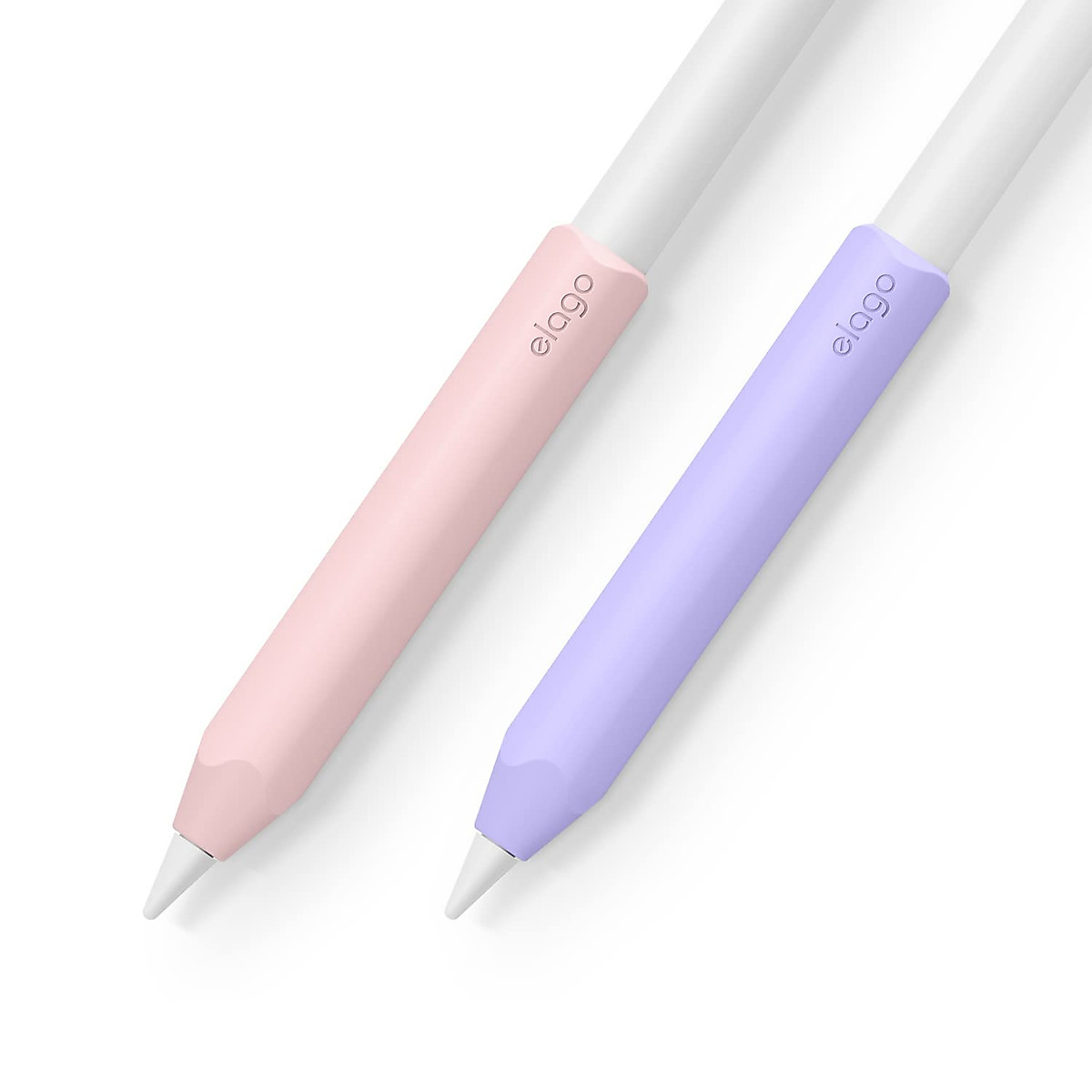 elago Pencil Grip 2 Pack Holder Sleeve Compatible with Apple Pencil (1st & 2nd Generation) and Apple Pencil (USB-C) [Lovely Pink & Lavender]