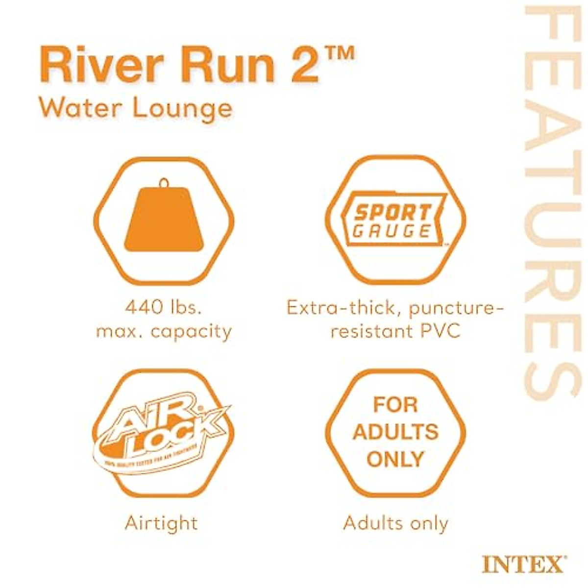 Intex River Run II Inflatable Double Rider Inntertube with Built-in Cooler and Cupholders with River Run I Single Floating Water Rafts (2 Pack)
