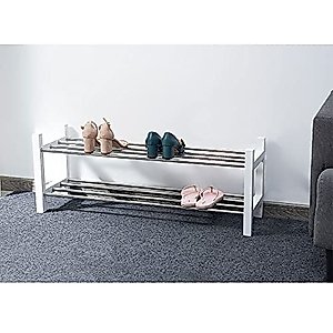 TOYLNGA Storage Racks and Shelving,Free Standing Shoe Racks,2 Tier Shoe Shelves,Wall Mounted Hanging Shelf,Modern Shelves for Bedroom,Shelving for Living Room,Office Storage and Organization (White)