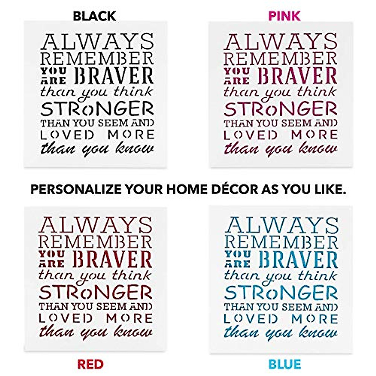 KAUZA Always Remember You are Braver Than You Think - Inspirational Gifts Positive Wall Plaque Pallet Saying Quotes for Birthday - Presents for Mom Sister Grandma 5.5 x 5.5 Inch