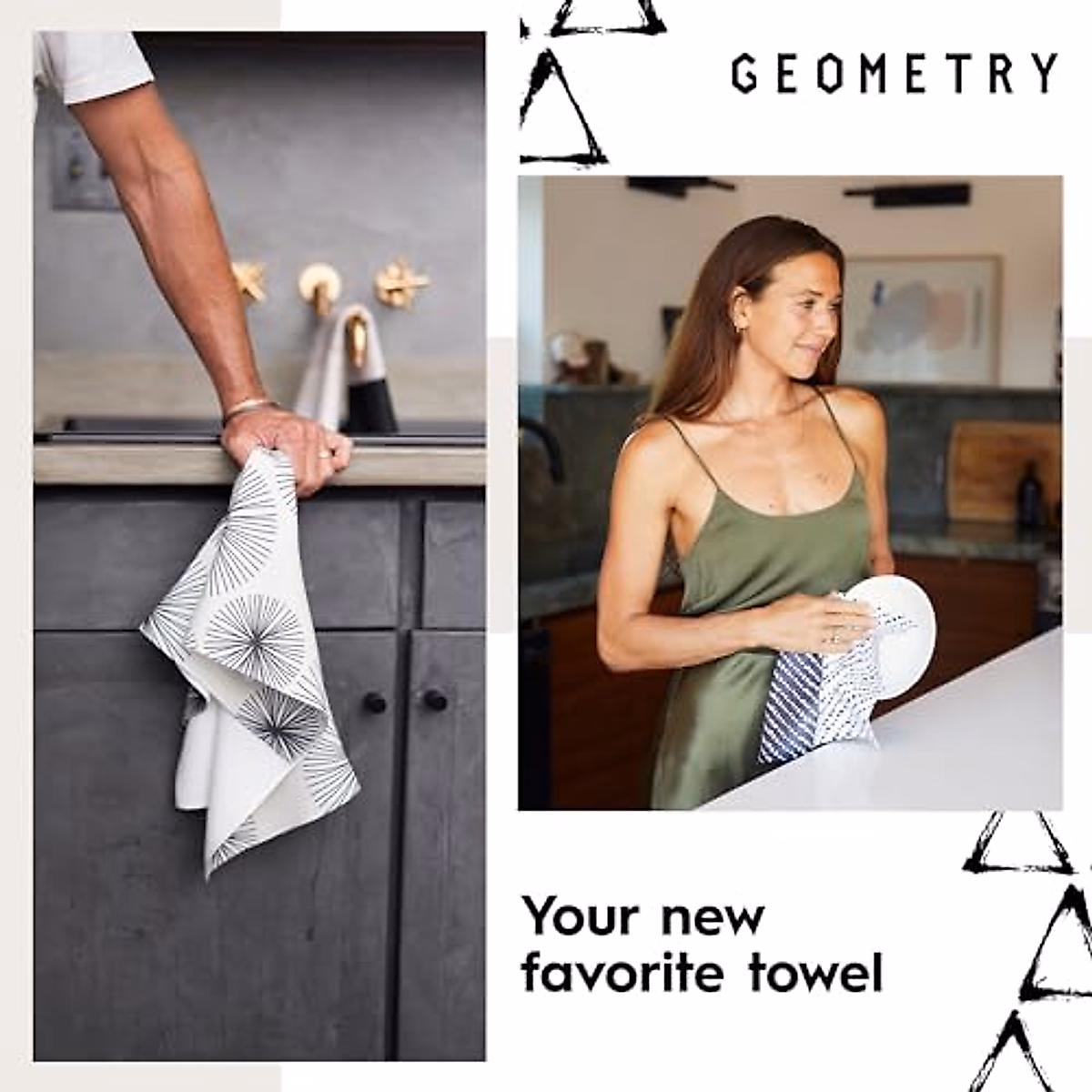 GEOMETRY Kitchen Dish Cloths - Quick Dry Dishcloths for Kitchen - Premium Dish Rags with Geoweave (Lemon Delight)