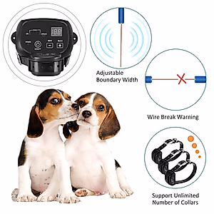 COVONO Electric Dog Fence, Wired Pet Containment System (Aboveground/Underground, 650 Ft Wire, IP66 Waterproof/Rechargeable Collar, Shock/Tone Correction, 1 Dog System)