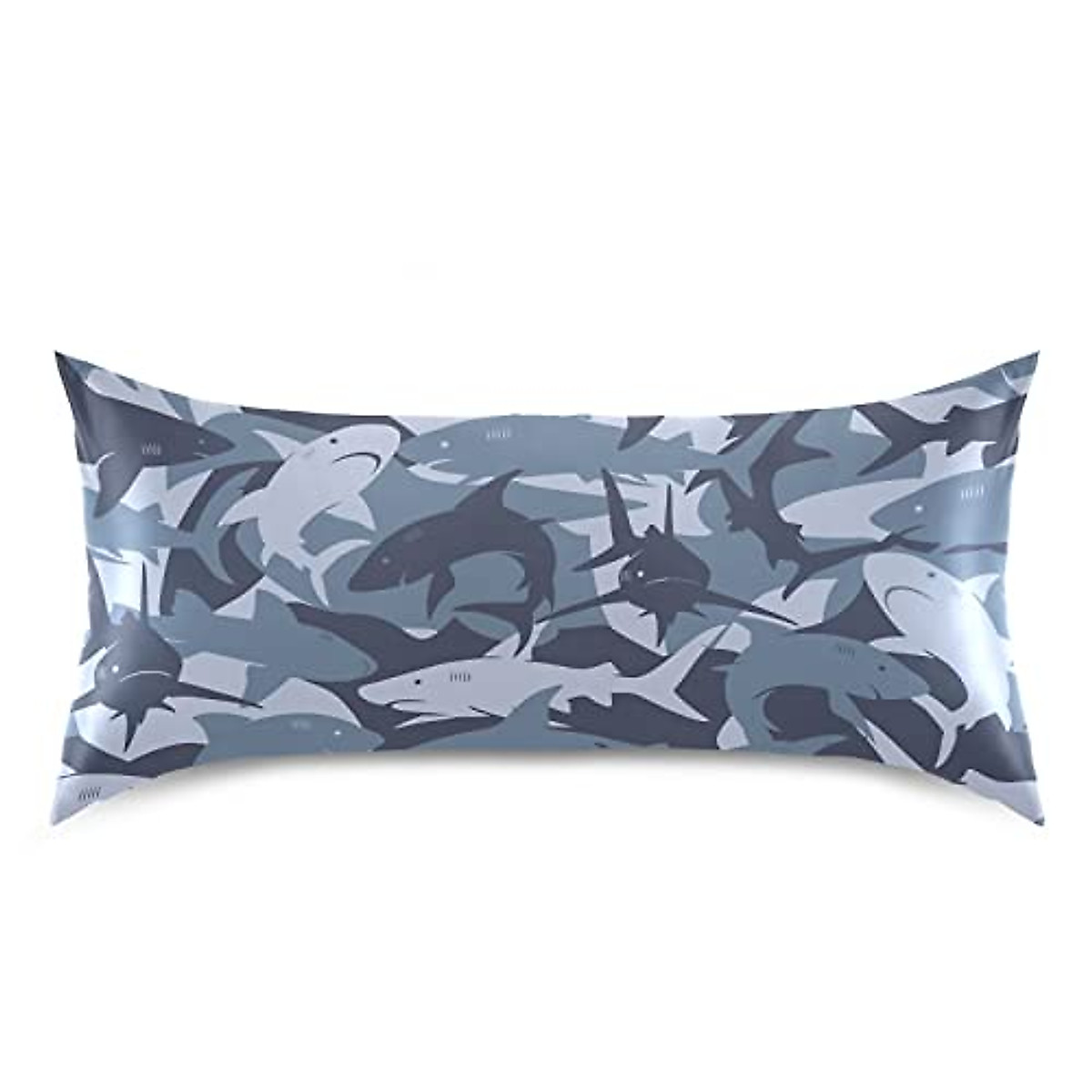 Sharks Camo Pillow Covers Silk Pillowcase for Hair and Skin Breathable & Silky Soft Satin Pillowcase Standard Size Pillow Case for Bedroom Bed Women Boys Girls (20x26 Inch)