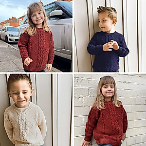 Curipeer Baby Boys Cable Knit Sweater Long Sleeve Solid Pullover Toddler Crew Neck Twist Sweaters A-Apricot