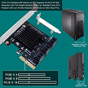 FebSmart PCIE to 6-Ports 6Gbps Max Speed SATA III Expansion Card for Desktop PCs, Plug and Play on Windows OS MAC OS Linux System, ASMedia ASM1166 None-Raid PCIE SATA III Host Controller (FS-S6-Pro)