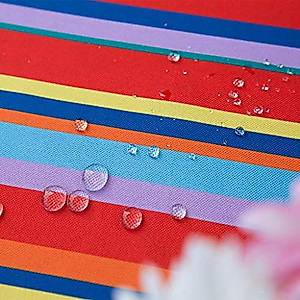 SquarePie Outdoor Tablecloth Rectangle Stain Resistant Waterproof Table Linen Table Cover with Umbrella Hole and Zipper for Picnic Patio Garden Party Tables, 52x70 Color Stripe