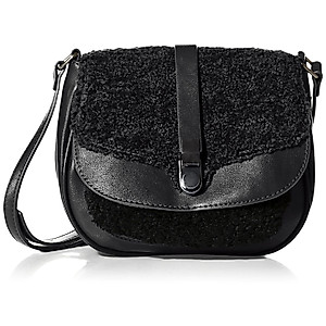 Danielle Nicole Womens Minx Faux Leather Flap Saddle Handbag Black Small