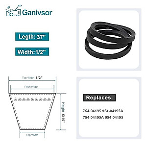 Replacement 754-04195 954-04195A Auger Drive Belt for MTD 3 Stage Snow blowers 754-04195A 954-04195(1/2" x 37")
