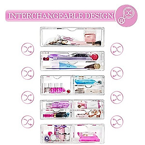 Sorbus Clear Acrylic Makeup Organizers - X-Large Jewelry, Makeup & Cosmetic Organizers and Storage with Acrylic Drawers - Stackable Storage Case Display Set - Great Vanity, Dresser, Bathroom Organizer