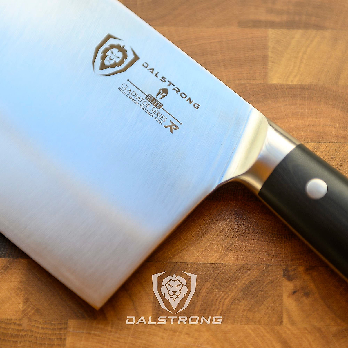 Dalstrong Chinese Cleaver Knife-9"- Gladiator Series 'R'-High Carbon Steel - Razor Sharp - Black Handle - Giftable Meat Cleaver, Vegetable Knife-w/Sheath - NSF Certified