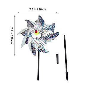 Happyyami 2 Sets Reflective Pinwheels Birds Deterrent Bird Repellent Devices with Bird Repellent Pinwheels Effective Reflection Silver Spinner for Yard Patio Garden Farm (Silver)