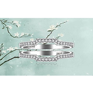 Uloveido 2 Stackable Rings Enhancer for Women 925 Sterling Silver Wedding Engagement Anniversary Promise Rings Enhancer Size 10 Y2191