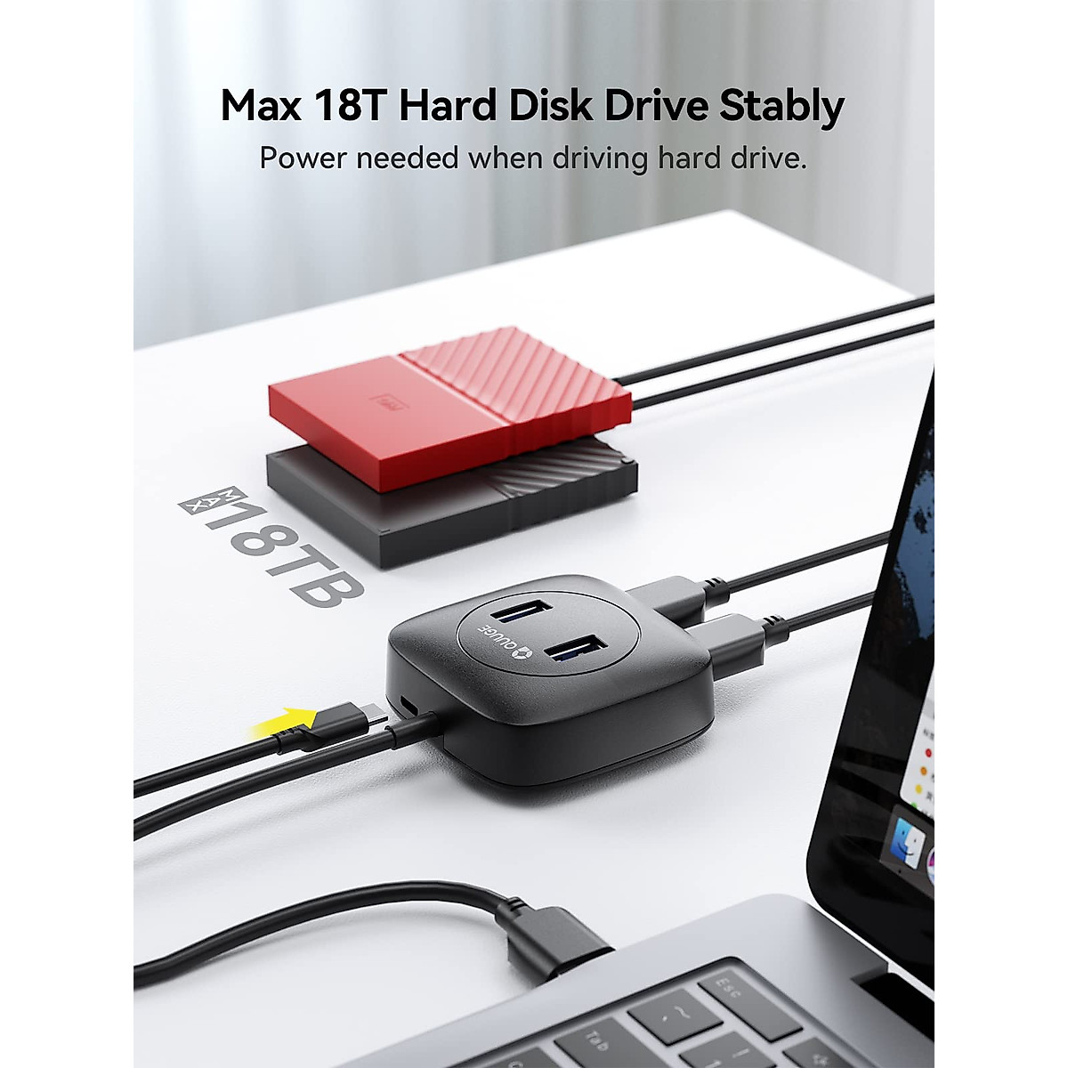 USB Hub, USB 3.0 Hub with 4 USB A Port 5Gbps, 1.8ft Extension Cable, Micro Charging Port, USB Splitter USB Expander for Laptop, HDD, Flash Drive, Macbook, XPS, PS5, TV, PC, Switch More [Universal]