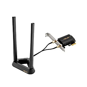 ASUS PCE-AXE59BT WiFi6 6E AX5400 PCI-E Adapter with 2 External Antennas and magnetized Base. Supporting 6GHz Band, 160MHz, Bluetooth 5.2, WPA3 Network Security, OFDMA and MU-MIMO