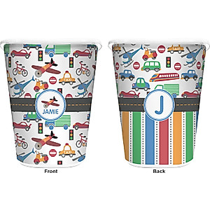 RNK Shops Personalized Transportation Waste Basket - Double Sided (White)