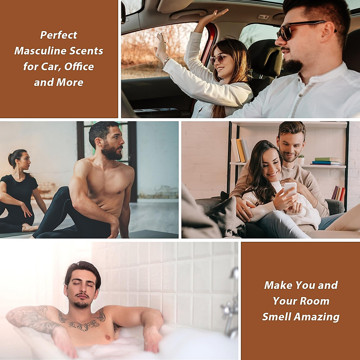 FUHITIM Fragrance Oil Gentlemen's Set, Scented Oil for Candle Scents for Candle Making, Soap Making Scents, Diffuser Oils Scents | Leather, Sweet Tobacco, Teakwood, Bay Rum, Cedar, Sandalwood (6*10ML)