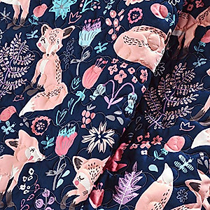 Lush Decor Pixie Fox Sherpa Throw Blanket, 60" x 50", Navy & Pink