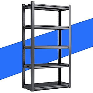 SFTORMAS 5-Tier Garage Shelving,Heavy Duty Storage Shelves,Adjustable Metal Shelving Unit,Heavy Duty Garage Storage Shelving,Storage Metal Shelving,15.75" D X 31.5" W X 63" H,Black