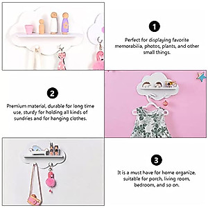 YaptheS Wood Floating Shelf, Cloud Shelves White Cloud Shape Wood Floating Shelf Coat Hanger Storage Rack Nursery Accessories, Nursery Accessories