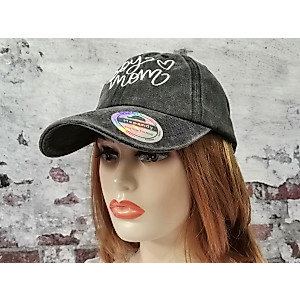 Hepandy Funny Boy's Mom Hat for Women, Embroidered Gifts Mama Baseball Cap, Distressed Washed Black Cotton Adjustable Hat