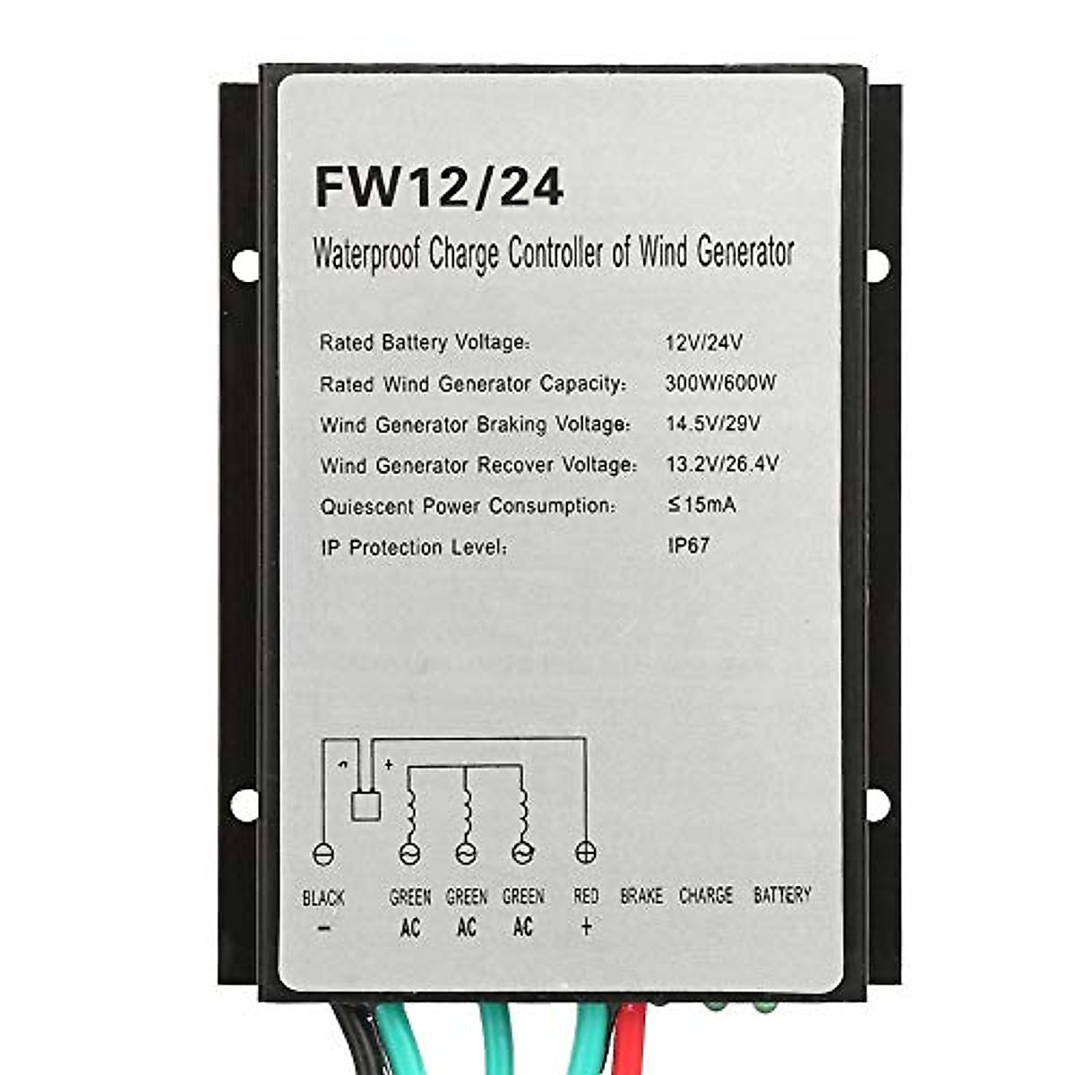 Oumefar Wind Turbine Controller, FW12/24 IP67 Waterproof 12V/24V Wind Turbine Generator Controller Regulator for Hybrid Wind Controller and Solar Controller