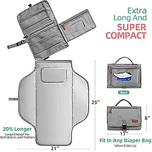 Portable Diaper Changing Pad for Baby, Detachable Travel Changing Pad with Baby Wipes Pocket, Gifts for Baby Shower, Newborn Girls and Boys (Grey)