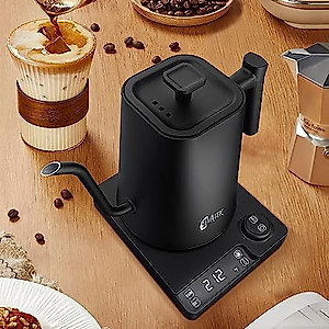 EVATEK Gooseneck Electric Kettle Temperature Control, 1L Electric Tea Kettle with Auto Shut-off, Keep Warm for 1-24h, Dry Burning Protection, 1200W Stainless Steel Pour-Over Coffee Kettle