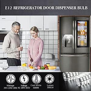 WE05X20431 Dryer Light Bulb /Ice Dispenser for Refrigerator Bulb / Sewing Machine E12 LED Light Bulb 3W Replaces C7 E12 Candelabra 10W-30W Halogen 100V-265V Cool White 6000K Appliance Lamp, 2-Pack