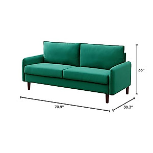 YUNLife&Home Loveseat Sofa,Modern Decor Accent Futon Love Seat Bed for Living Room Bedroom Napping,Tufted Upholstered Small Recliner Couch Furniture,Solid and Easy to Install, Velvet Green 70.9" w