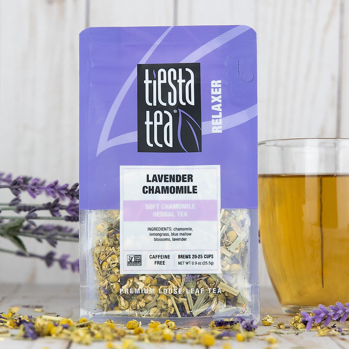 Tiesta Tea - Lavender Chamomile | Soft Chamomile Herbal Tea | Premium Loose Leaf Tea Blend | Non Caffeinated Herbal Tea | Make Hot or Iced Tea & Brews Up to 25 Cups - 0.9 Ounce Resealable Pouch
