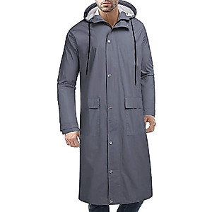 COOFANDY Men's Rain Jacket with Hood Waterproof Lightweight Active Long Raincoat