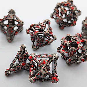 Metal DND Dice Set Polyhedral Dice Set Dungeons and Dragons Dice MTG RPG Role Playing D&D Games Dice Pathfinder Shadowrun D N D Skull Dice D20 D12 D10 D8 D6 D4, bloodstain