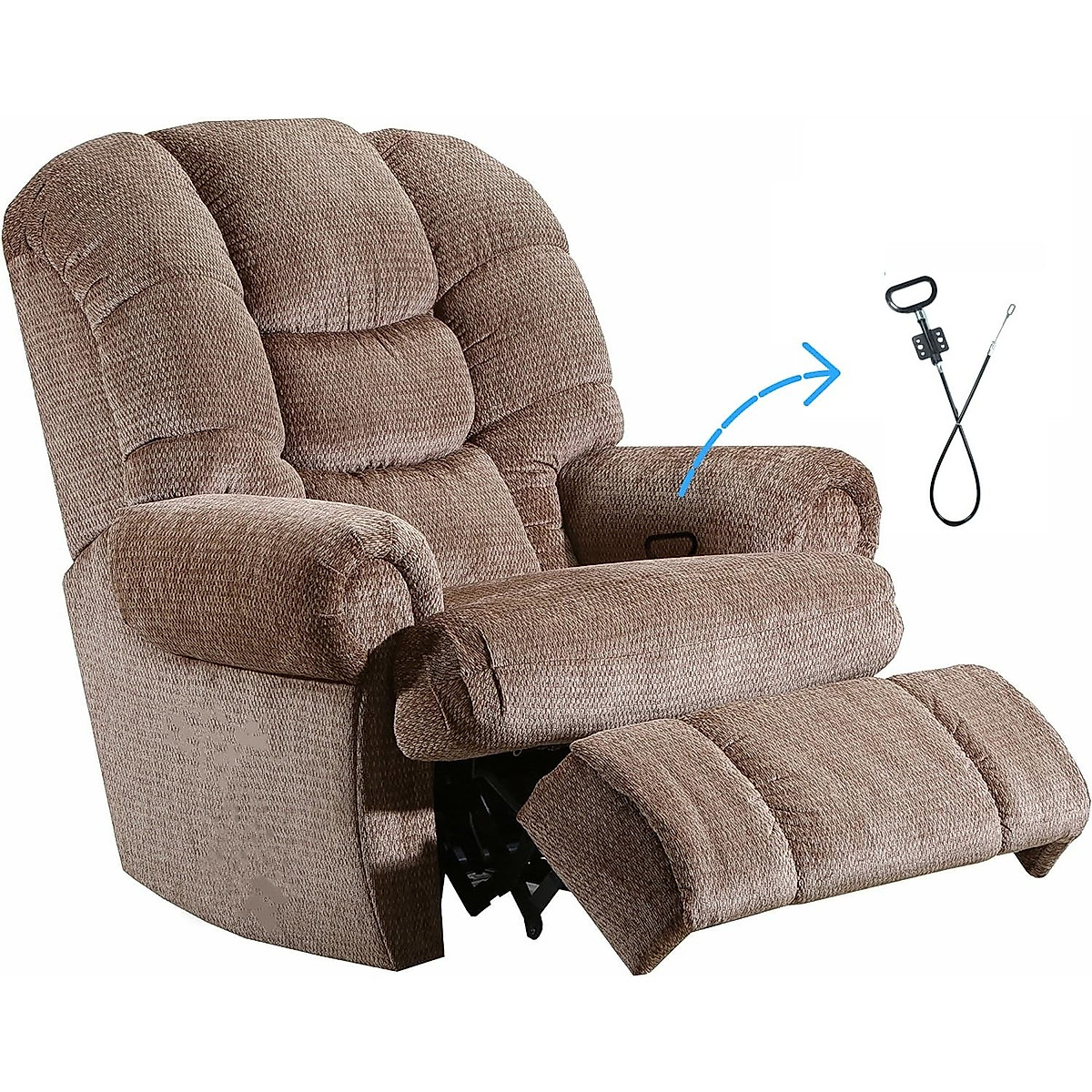 KUANYUOO Recliner Sofa and Reclined Chair Replacement Cable D Handle Pull Type, O-Shaped End,Total Cable Length(Include Handle):27inch,Exposed Cable Length:2.5inch DASO-4, 2Pcs