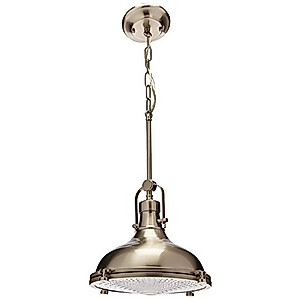Fresnel Lens Collection 1-Light Fresnel Glass Coastal Pendant Light Brushed Nickel