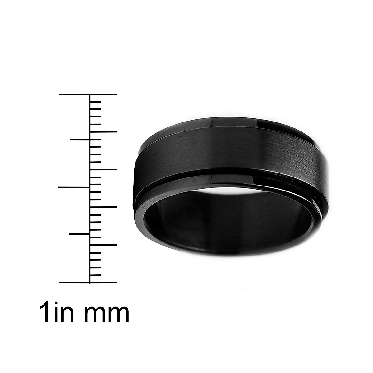 Metal Masters Co. Men's 8MM Black Stainless Steel Spinner Ring Band Anxiety