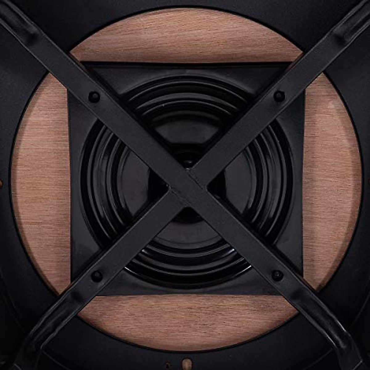 Alunaune 24" Swivel Metal Bar Stools Set of 4 High Back Counter Height Barstools Industrial Dining Bar Chairs with Large Wooden Seat-Matte Black