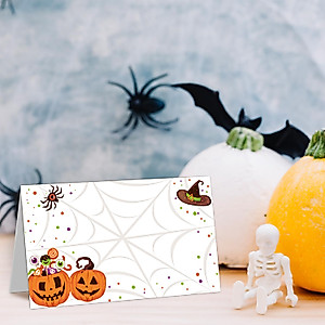 Halloween Party Place Cards Tent Style Cards – 25 Cards Name filling card per Pack – Halloween Party Favors Birthday Party Supplies Decorations -02