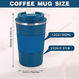 LATTPLYN 2 Pack Stainless Steel Coffee Mug, 12 oz Travel Mug Insulated Leak Proof Coffee Travel Thermos Double Walled Tumbler Cups for Birthday Men Women Father Mother