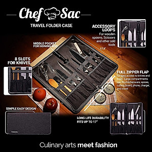 Chef Sac Chef Knife Folder Case Organizer Bag with 2-Pack Knife Guards (8.5") Included