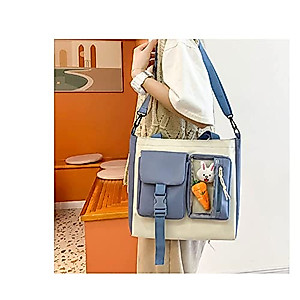 JHTPSLR Kawaii Backpack Set of 5 with Pins and Accessories Bunny and Carrot Plushies Cute Aesthetic Display Window Backpack Set (Blue)