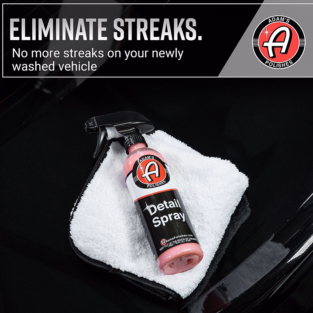 Adam's Detail Spray 16oz - Quick Waterless Detailer Spray for Car Detailing | Polisher Clay Bar & Car Wax Boosting Tech | Add Shine Gloss Depth Paint | Car Wash Kit & Dust Remover