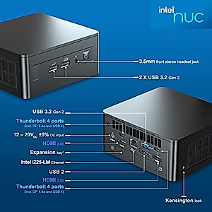 Intel NUC 12 NUC12WSHi7 Wall Street Canyon Mini Computer 12th Gen Intel Core i7-1260P, 12 Cores(4P+8E), 16 Threads, 18MB Intel Smart Cache, Intel Iris Xe Graphics,32GB RAM, 1TB PCIe SSD, Win 11 Pro