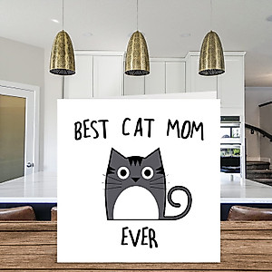 Stuff4 Birthday Cards for Mom from the Cat - Best Cat Mom Ever - Cat Birthday Card from Cat for Mom, Funny Cat Mom Gifts, 5.7 x 5.7 Inch Joke Happy Mother's Day Greeting Cards Gift for Mommy Mum Mama