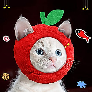 3 Pieces Cat Hats Cat Christmas Costume Banana Pineapple Red Fruit Shaped Hat Soft Cap Adjustable Accessories Breathable Headwear for Cat Kitten Puppy Pet Festival Birthday Theme Party Photo Prop
